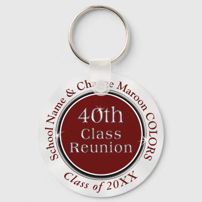 Personalized 40th Class Reunion Gifts, Your Colors Keychain | Zazzle