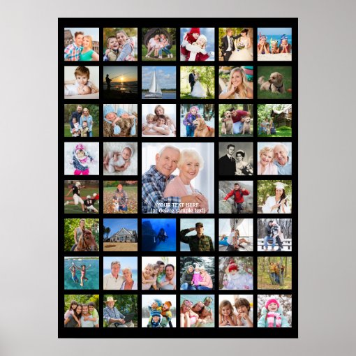 Personalized 45 Photo Collage Custom Color Poster | Zazzle