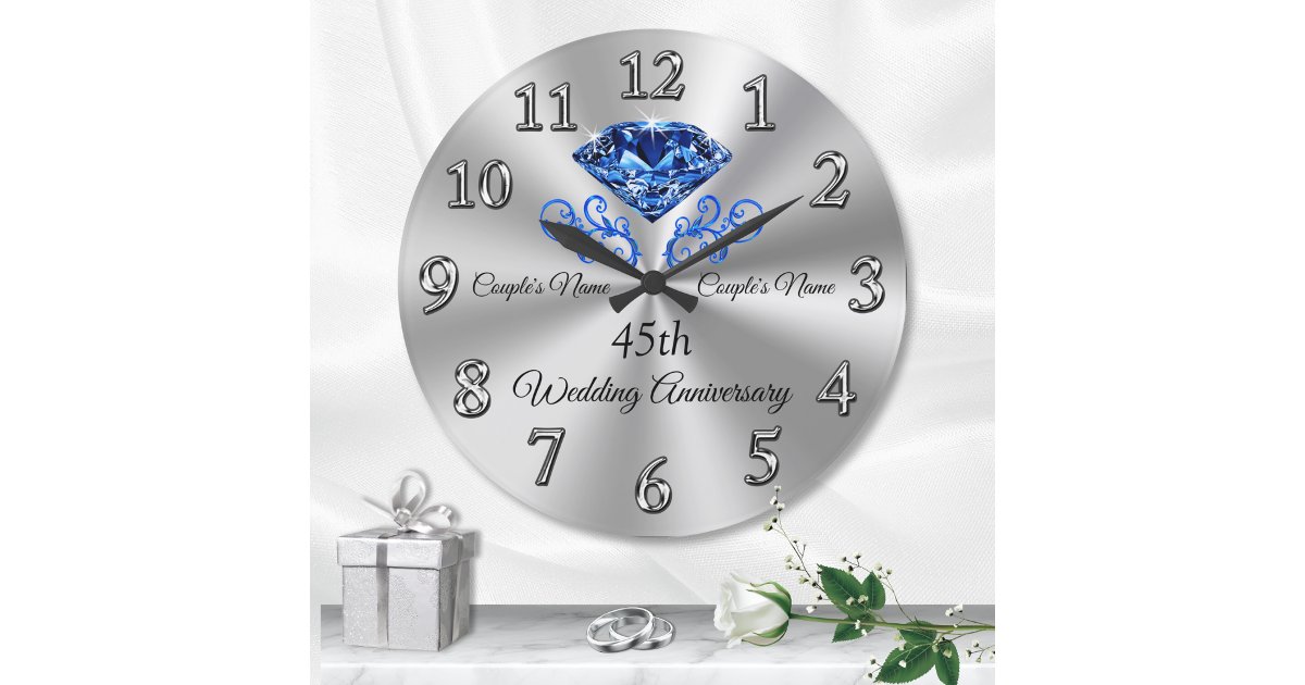 Personalized 45th Wedding Anniversary Gifts, Clock | Zazzle