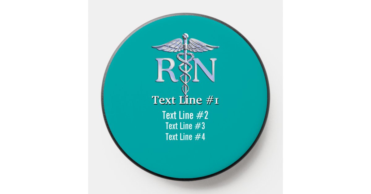 Personalized 4 lines Registered Nurse RN Caduceus PopSocket | Zazzle