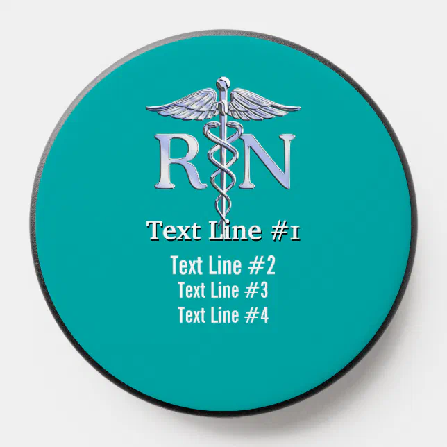 Personalized 4 lines Registered Nurse RN Caduceus PopSocket | Zazzle