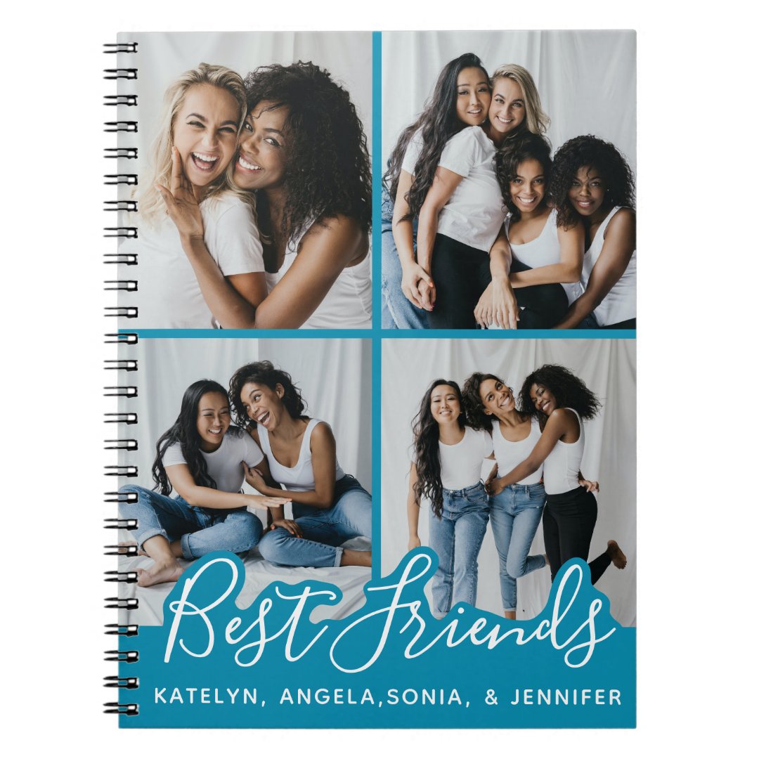 Personalized 4 Photo Collage Best Friends Notebook | Zazzle