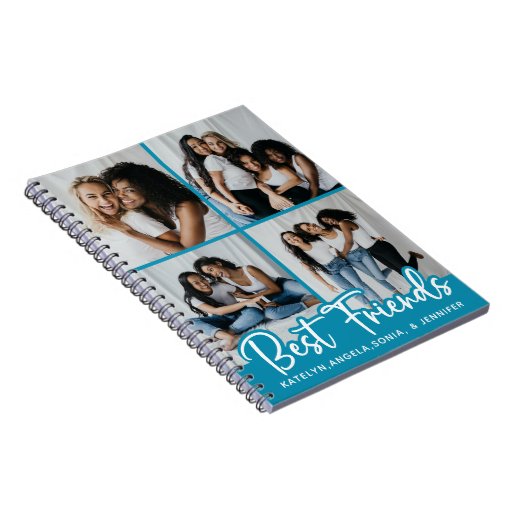 Personalized 4 Photo Collage Best Friends Notebook | Zazzle