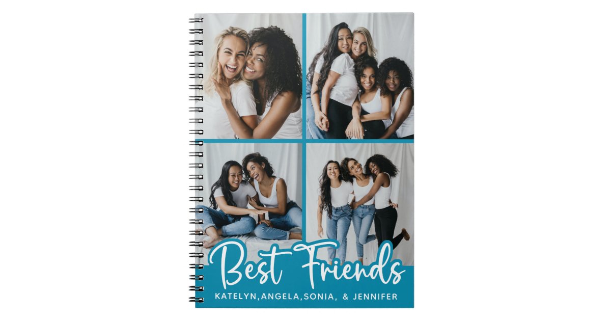 Personalized 4 Photo Collage Best Friends Notebook | Zazzle