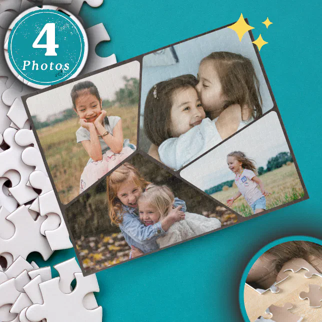 Personalized 4-Photo Collage Puzzle | Custom Gift | Zazzle