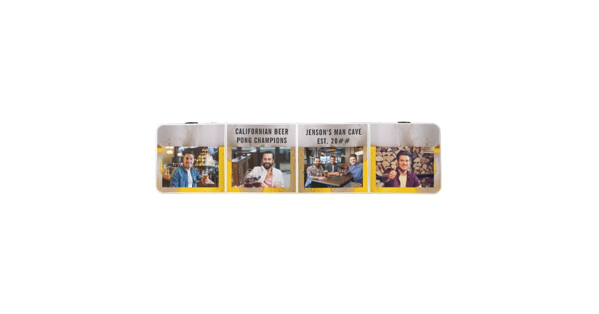 Personalized 4 Photo Strip on Beer Background Pong Table | Zazzle