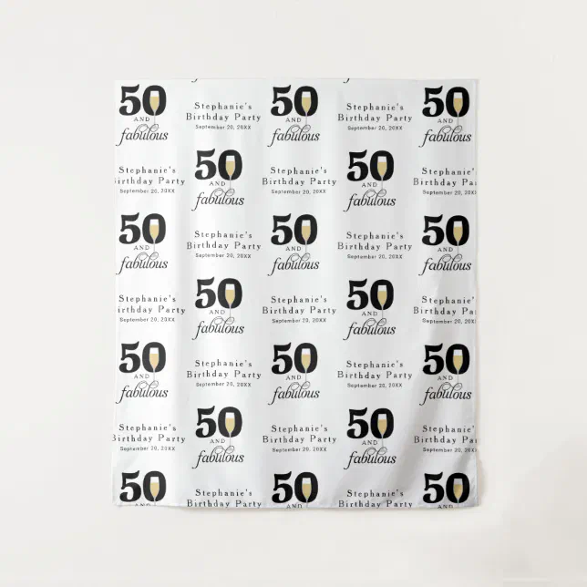 Personalized 50 and Fabulous Birthday Backdrop | Zazzle
