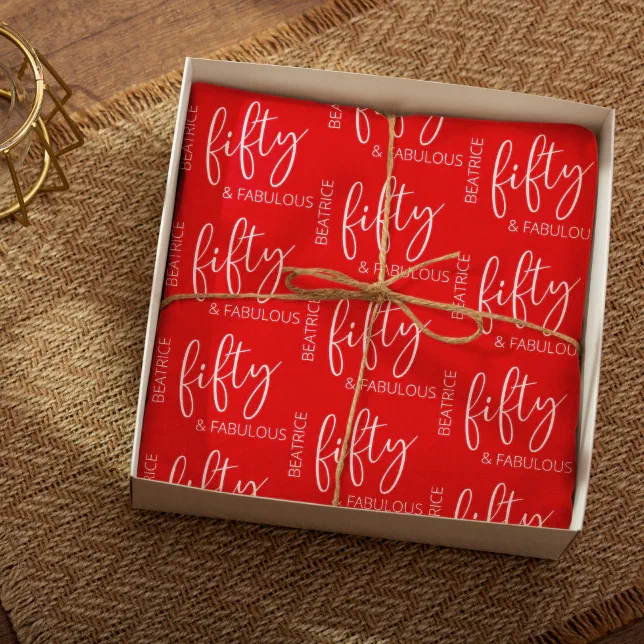 Personalized 50 and Fabulous Birthday Red Wrapping Paper Sheets | Zazzle