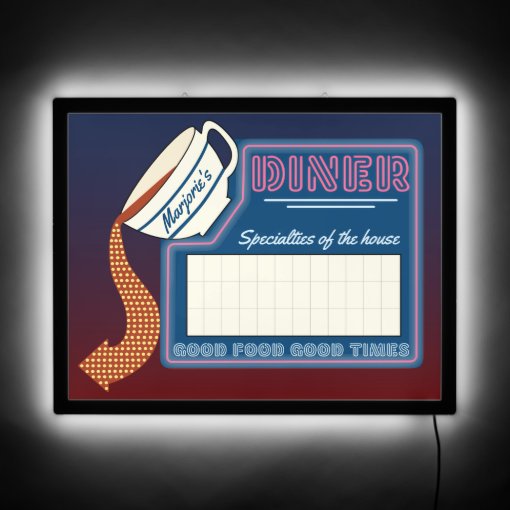 Personalized 50s Retro Neon Look Write On Diner LED Sign | Zazzle