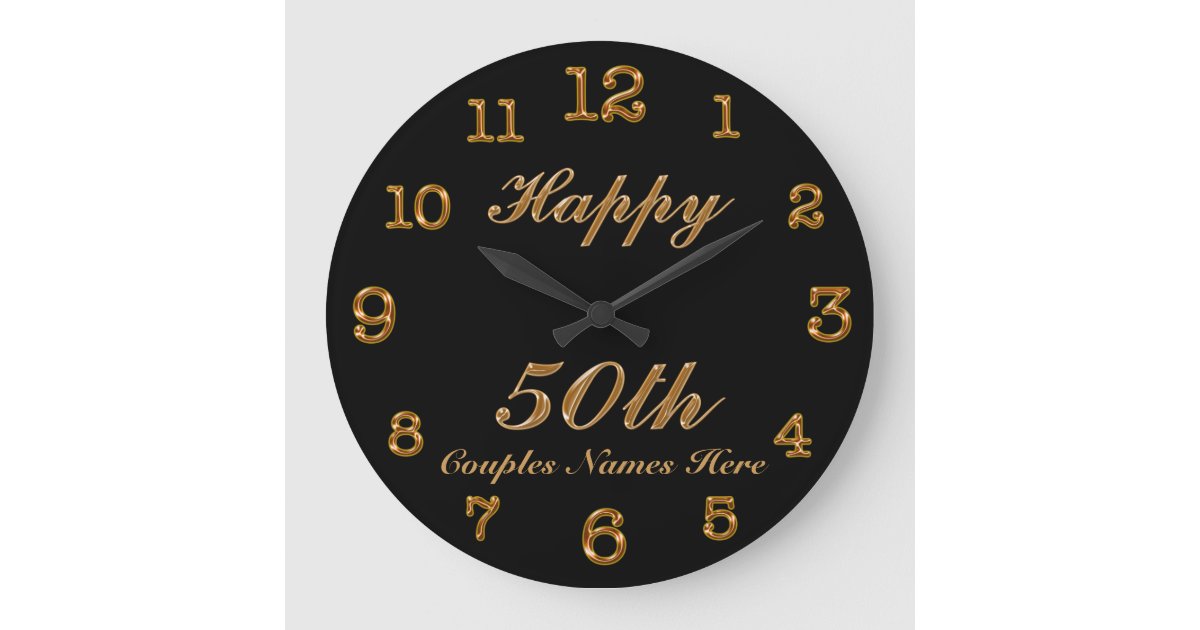 PERSONALIZED 50th Anniversary Clock Change Black | Zazzle
