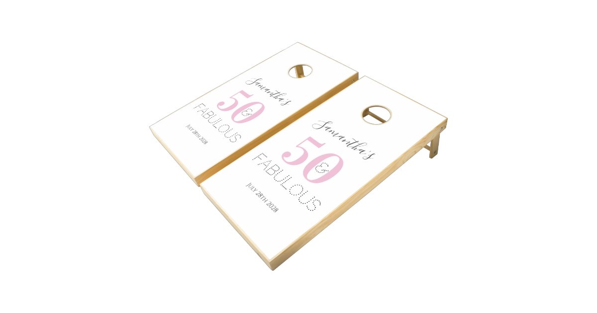 Personalized 50th Birthday Pink Modern Birthday Cornhole Set | Zazzle