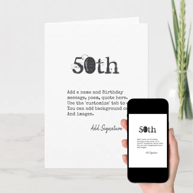 Personalized 50th Birthday Poem, Quote, Saying Card | Zazzle