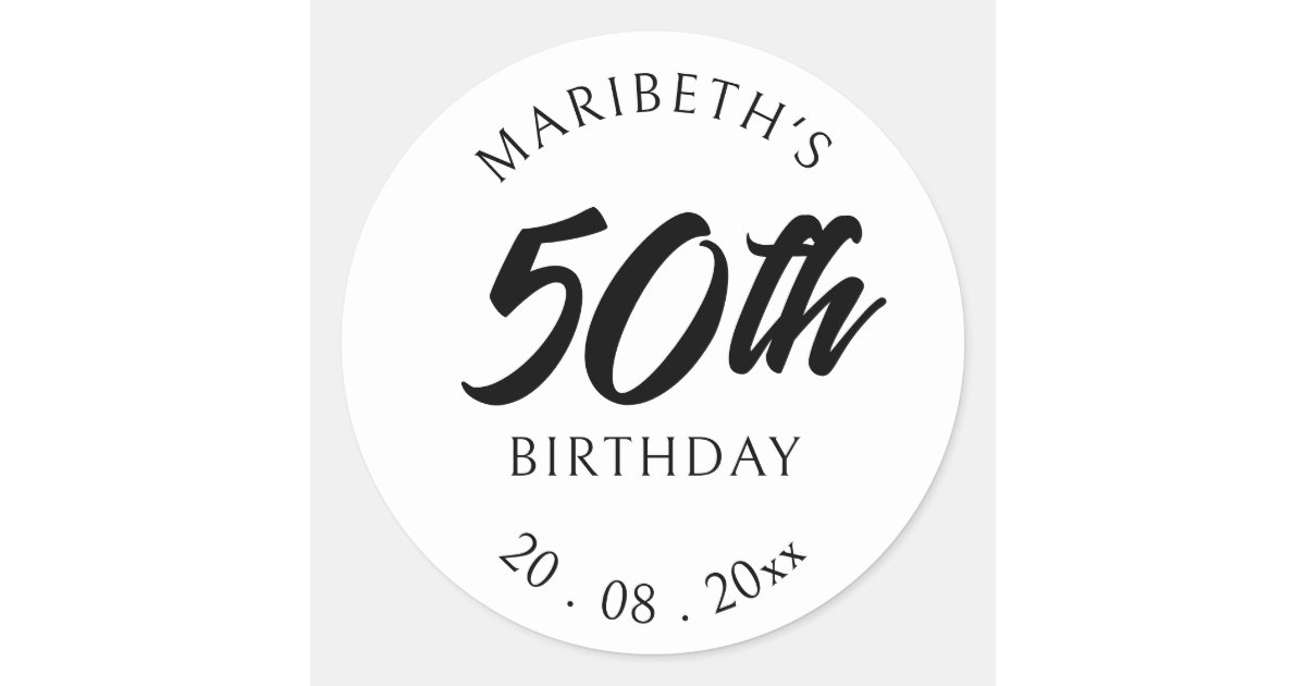 Personalized 50th Birthday Sticker | Zazzle