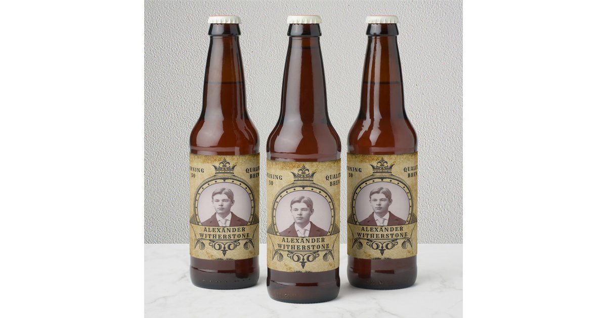 Personalized 50th Birthday Vintage Photo Template Beer Bottle Label ...