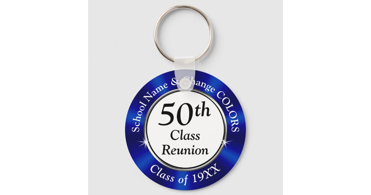 Personalized 50th Class Reunion Souvenirs, Blue Keychain | Zazzle
