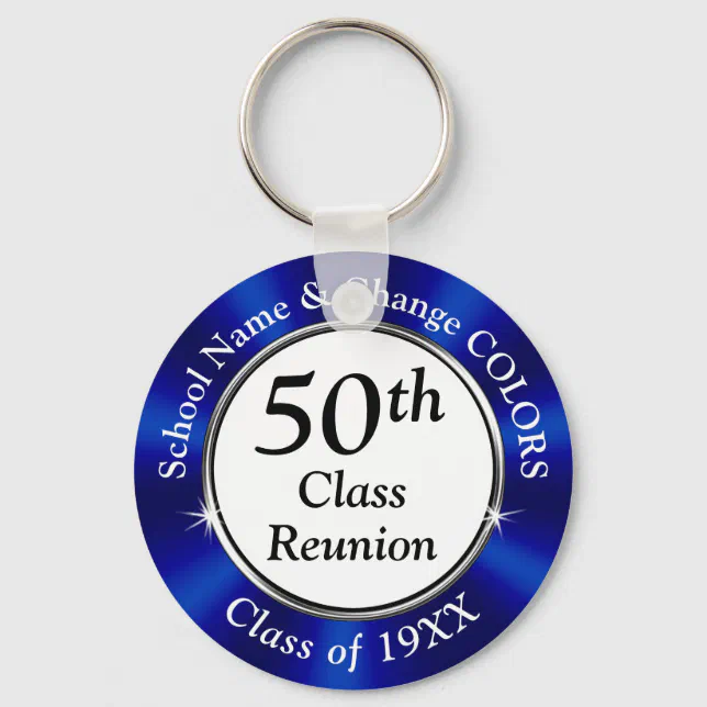 Personalized 50th Class Reunion Souvenirs, Blue Keychain | Zazzle