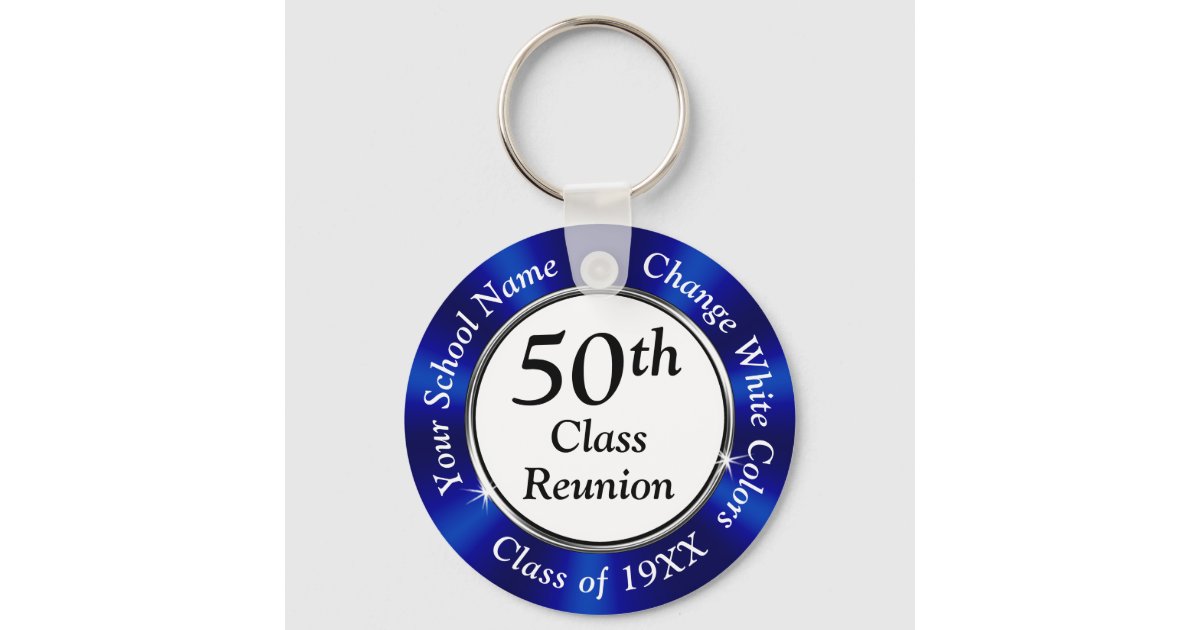 Personalized 50th Class Reunion Souvenirs, Blue Keychain | Zazzle