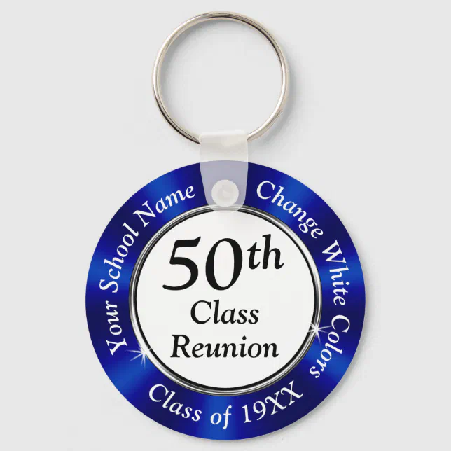 Personalized 50th Class Reunion Souvenirs, Blue Keychain | Zazzle