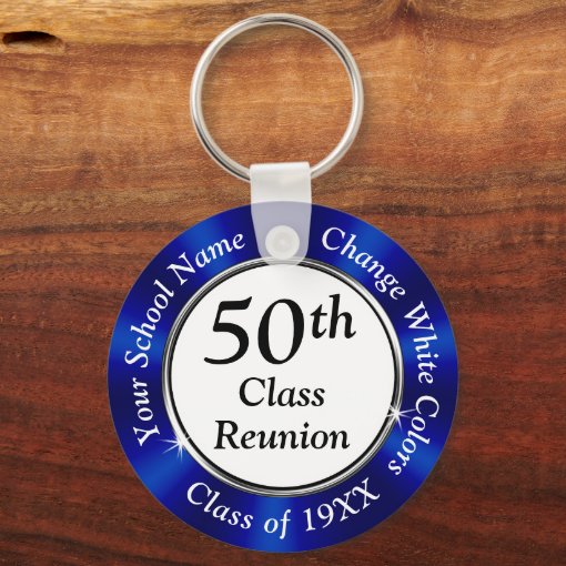 Personalized 50th Class Reunion Souvenirs, Blue Keychain | Zazzle