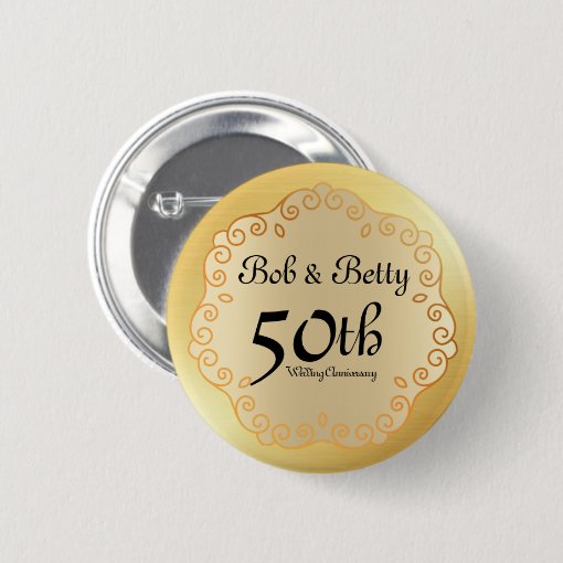 Personalized 50th Wedding Anniversary Gold Button | Zazzle