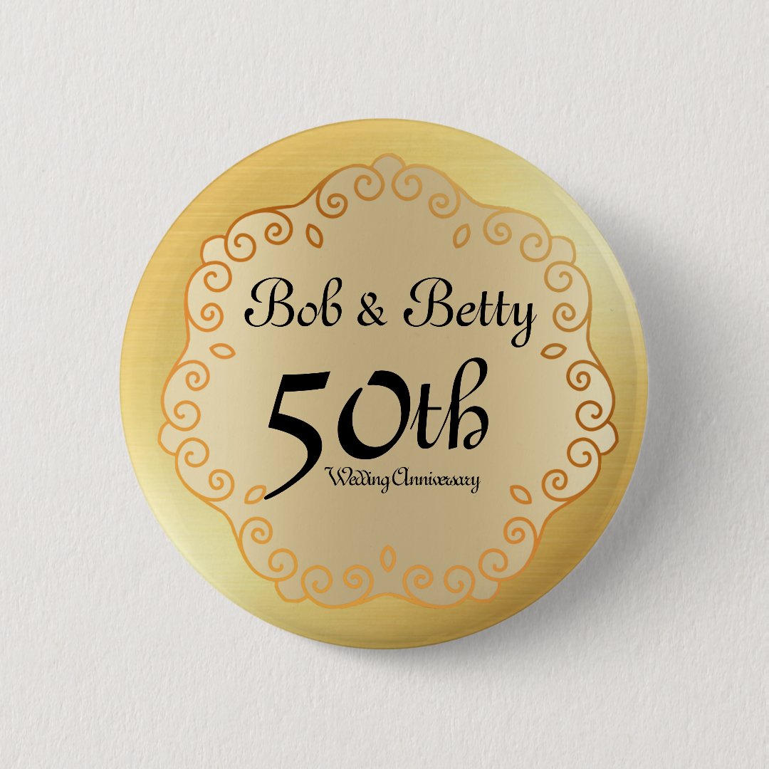Personalized 50th Wedding Anniversary Gold Button | Zazzle