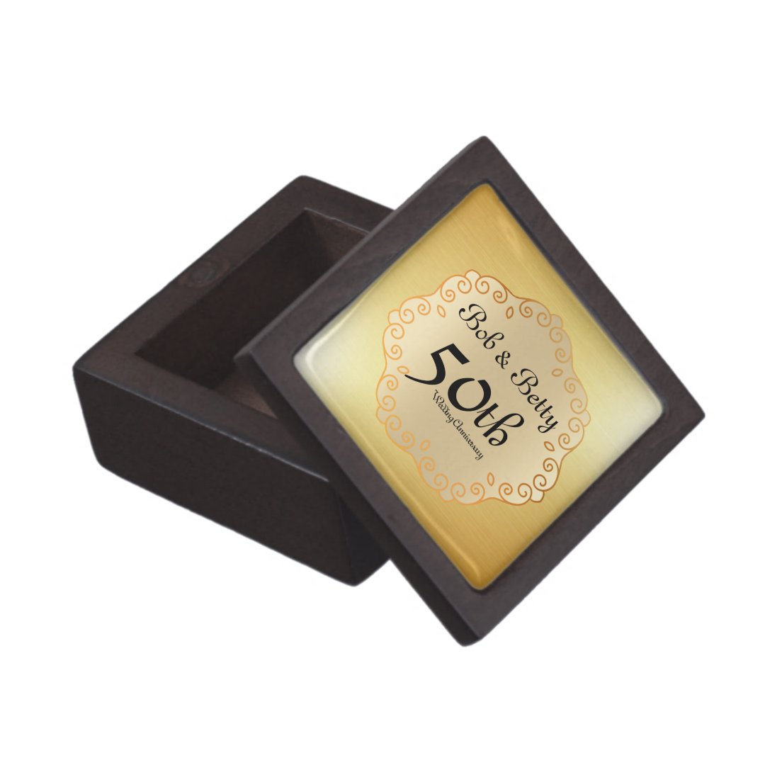 Personalized 50th Wedding Anniversary Gold Keepsake Box | Zazzle