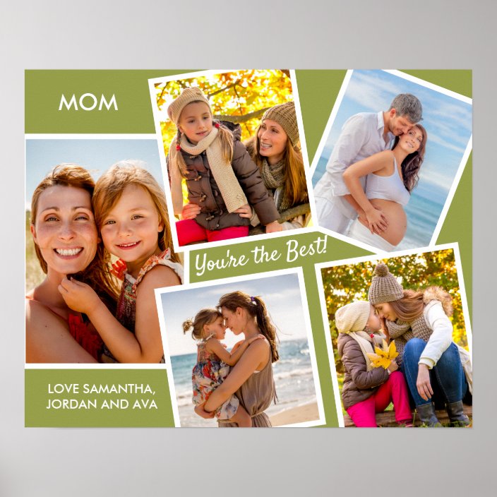 Personalized 5 Photo Collage MOM You're the Best Poster | Zazzle.com