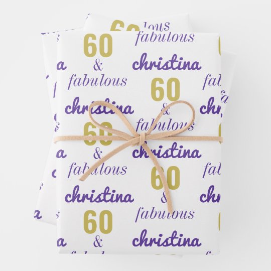 Personalized 60 and Fabulous 60th Birthday Gift Wrapping Paper Sheets ...