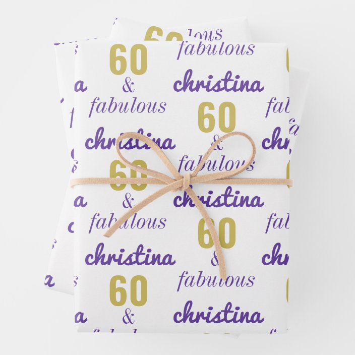 Personalized 60 and Fabulous 60th Birthday Gift Wrapping Paper Sheets ...