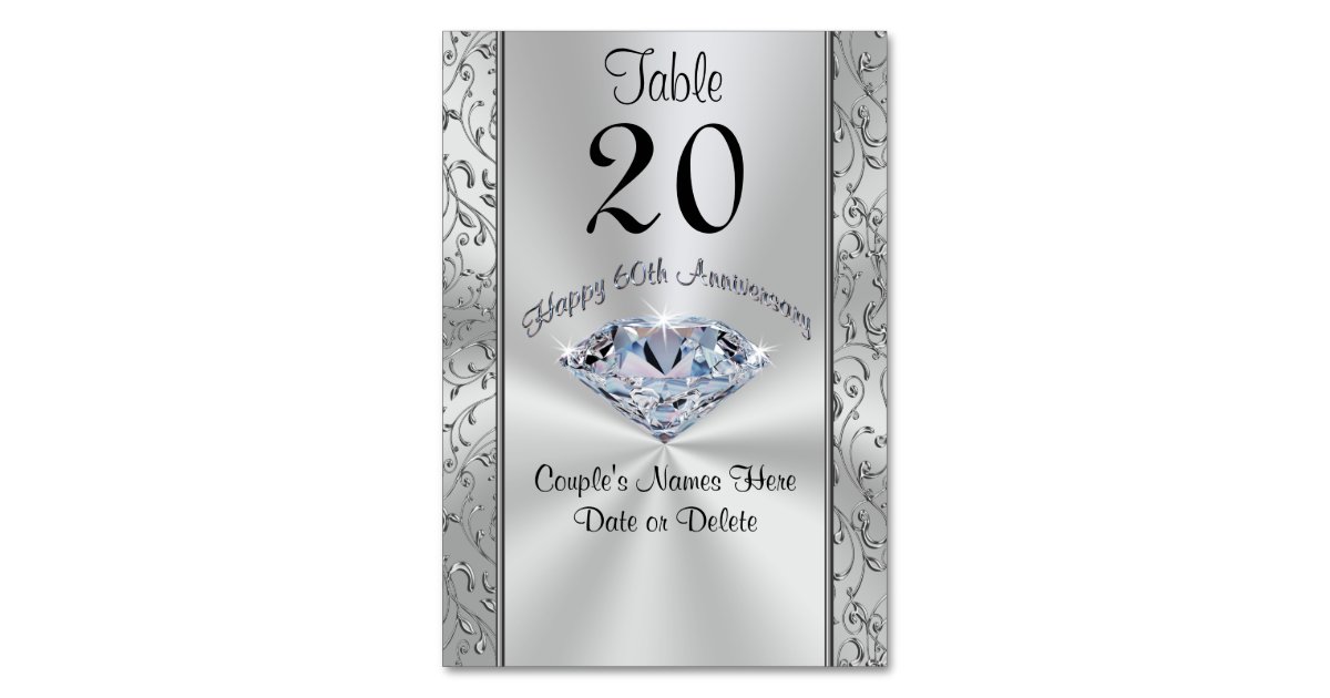 PERSONALIZED 60th Anniversary Table Number Cards | Zazzle