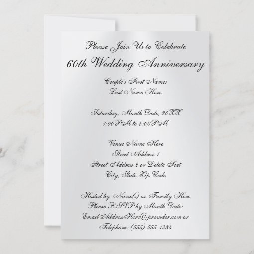 Personalized 60th Wedding Anniversary Invitations | Zazzle