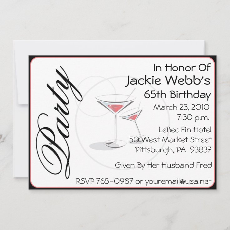 Personalized 65th Birthday Party Invitation | Zazzle