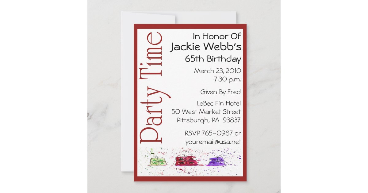 Personalized 65th Birthday Party Invitation | Zazzle