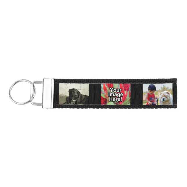 Personalized 6 Photo Collage Keychain Wristband | Zazzle