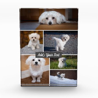 Personalized 6 Photo Collage Text Photo Block | Zazzle