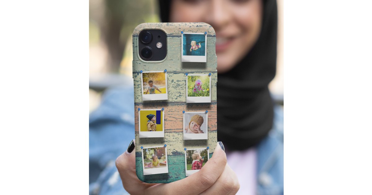 Personalized 7 Photo Collage Vintage Wood Planks Case-Mate iPhone Case ...