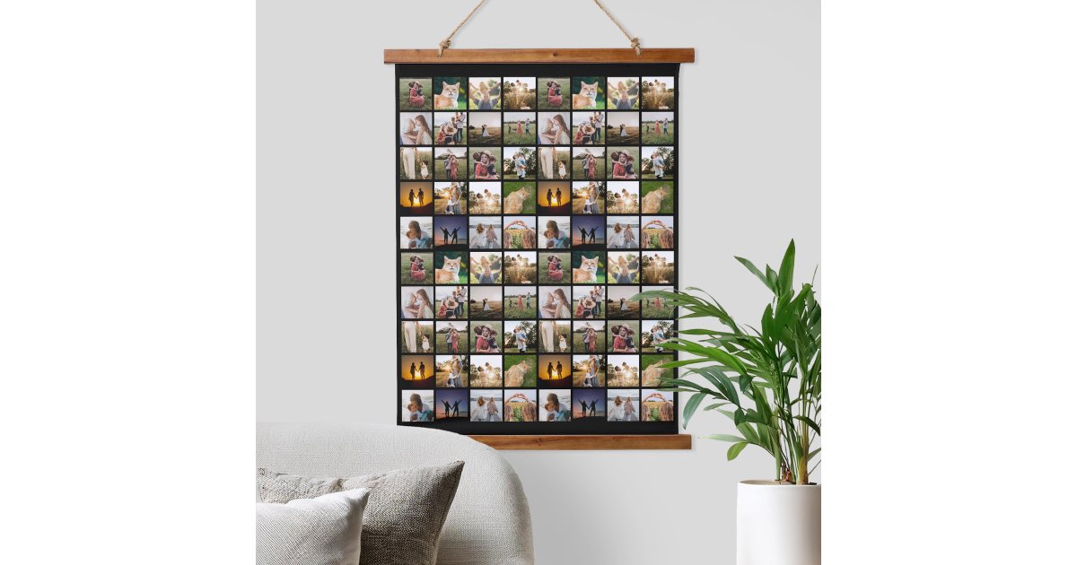 Personalized 80 Photo Collage Hanging Tapestry | Zazzle