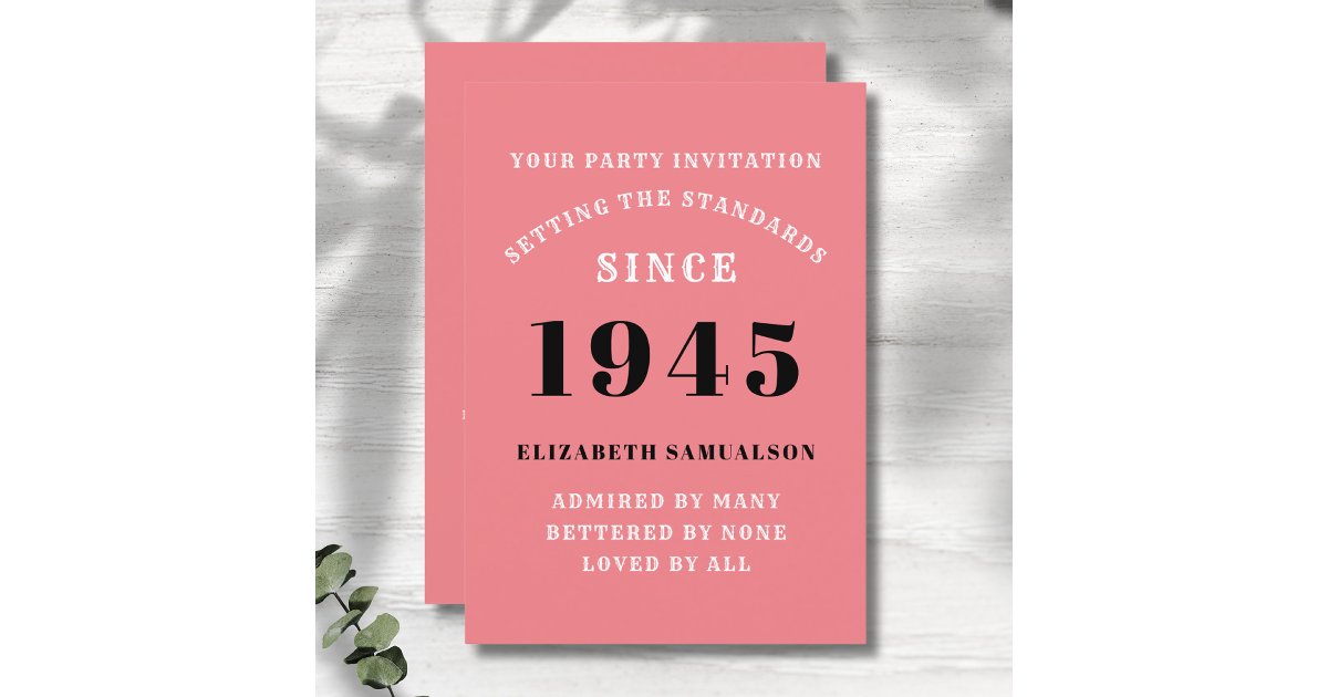Personalized 80th Birthday Add Your Name Pink Invitation | Zazzle