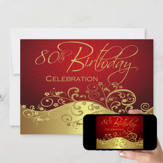 Personalized 80th Birthday Party Invitations | Zazzle