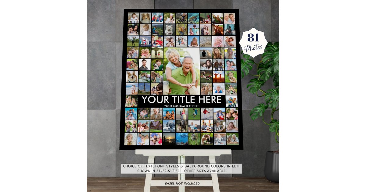 Personalized 81 Photo Collage Custom Color Foam Board | Zazzle