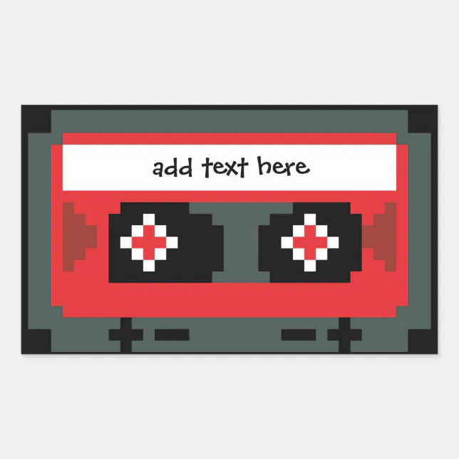 Personalized 8 bit cassette tape stickers | Zazzle