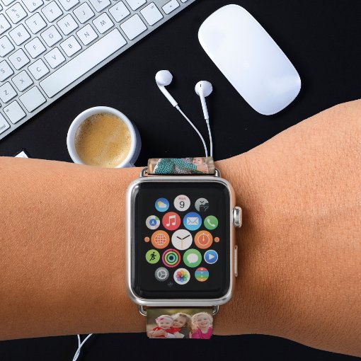 Personalized 8 Photo Collage Template Monogrammed Apple Watch Band | Zazzle