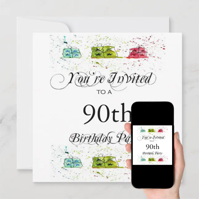Personalized 90th Birthday Party Invitations | Zazzle