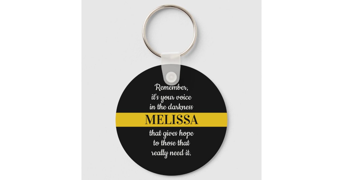 Personalized 911 Dispatcher Thin Gold Line Keychain | Zazzle