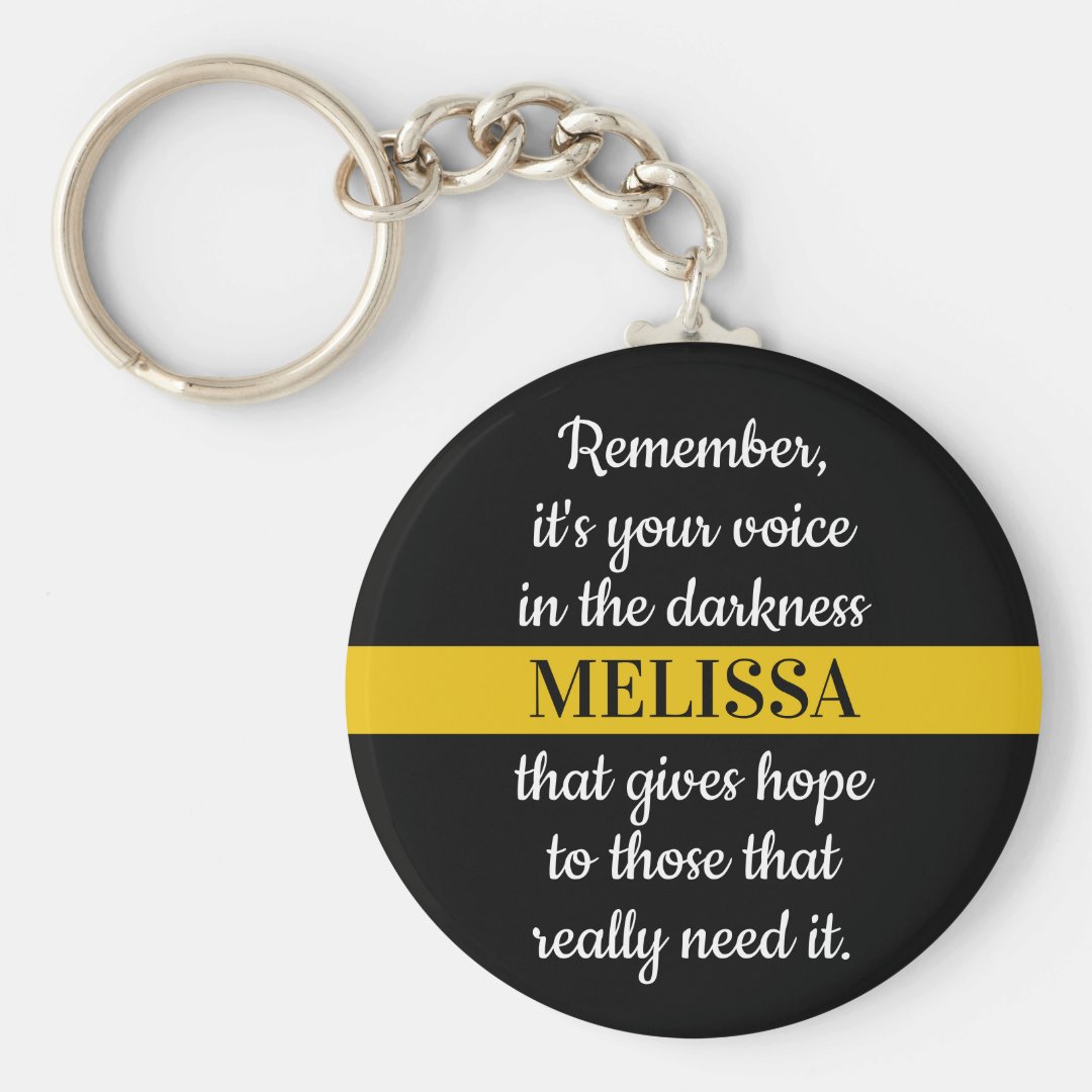 Personalized 911 Dispatcher Thin Gold Line Keychain | Zazzle