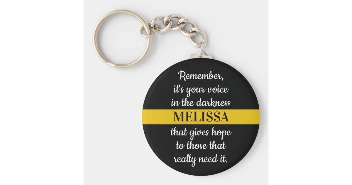 Personalized 911 Dispatcher Thin Gold Line Keychain | Zazzle