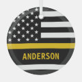 Personalized 911 Dispatcher Thin Gold Line USAFlag Glass Ornament | Zazzle