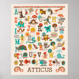 Personalized ABC Animal Alphabet Poster | Zazzle