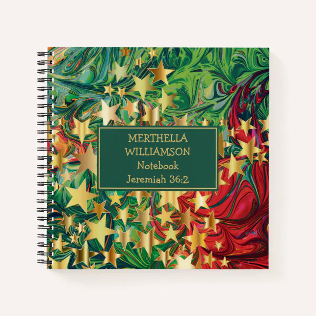 Personalized Abstract CHRISTMAS STARS Notebook | Zazzle