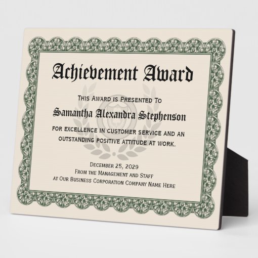 Personalized Achievement Award Plaque | Zazzle